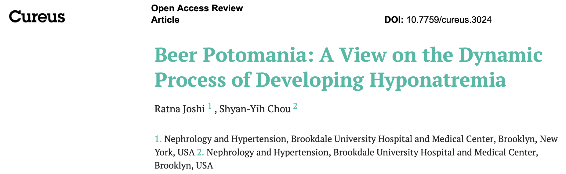 抄読会 #1：Beer Potomania - 弘前大学医学部附属病院 高度救命救急センター 救急災害・総合診療医学講座